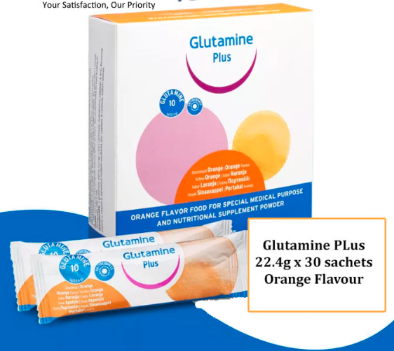 GLUTAMINE PLUS POWDER (ORANGE), 22.4G SACHET X 30S - Woods Pharmacy