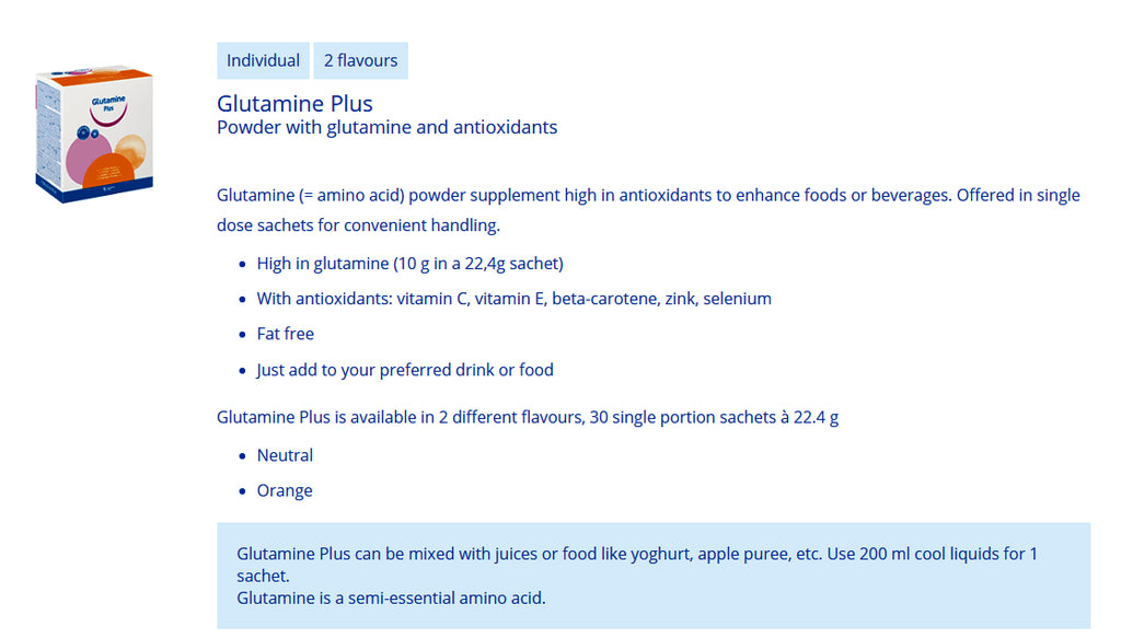 GLUTAMINE PLUS POWDER (ORANGE), 22.4G SACHET X 30S - Woods Pharmacy