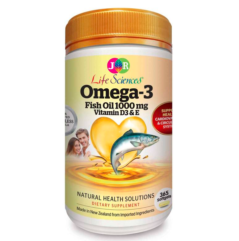 JR Life Sciences Omega 3 Fish Oil 1000mg (365 Softgels) - Woods Pharmacy