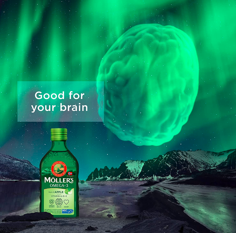 Mollers Cod Liver Oil Omega-3 Supplements Apple 250ml - Woods Pharmacy