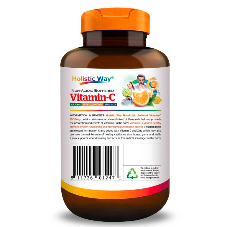 Holistic Way Non-Acidic Buffered Vit C 1000mg(60 Tablets) - Woods Pharmacy