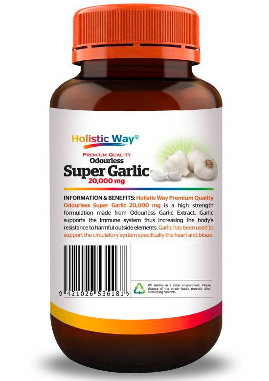 Holistic Way Odourless Super Garlic (60 Vegetarian Capsules) - Woods ...