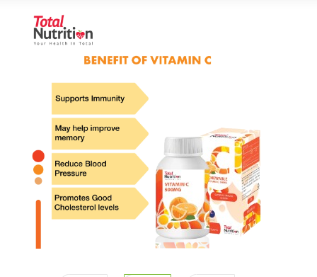 Total Nutrition Chewable Vitamin C 500mg 60s x 2 - Twin Pack - Woods ...