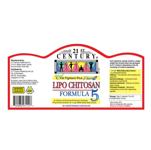 21st Century Lipo Chitosan Formula 5 50mg Cap 30s x 2 - Twin Pack ...