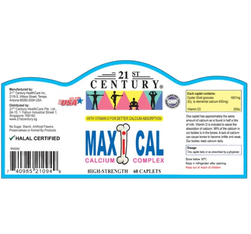 21st Century Maxi Calcium 60 Tablets x 3 - Triple pack - Woods Pharmacy