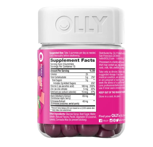 OLLY ACTIVE IMMUNITY (ELDERBERRY) 45s x 2 - Twin pack - Woods Pharmacy