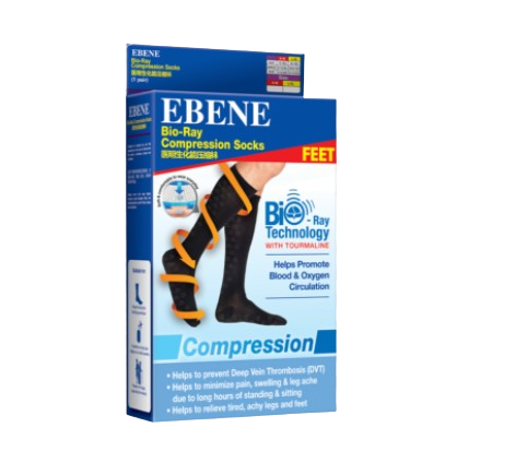 Ebene Bio Ray COMPRESSION SOCKS (L/XL Size) 1 Pai - BLACK - Woods Pharmacy