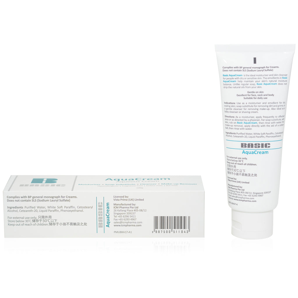 Twin Pack - 2 X ICM PHARMA AquaCream 100g. Aqueous Cream (SLS Free ...